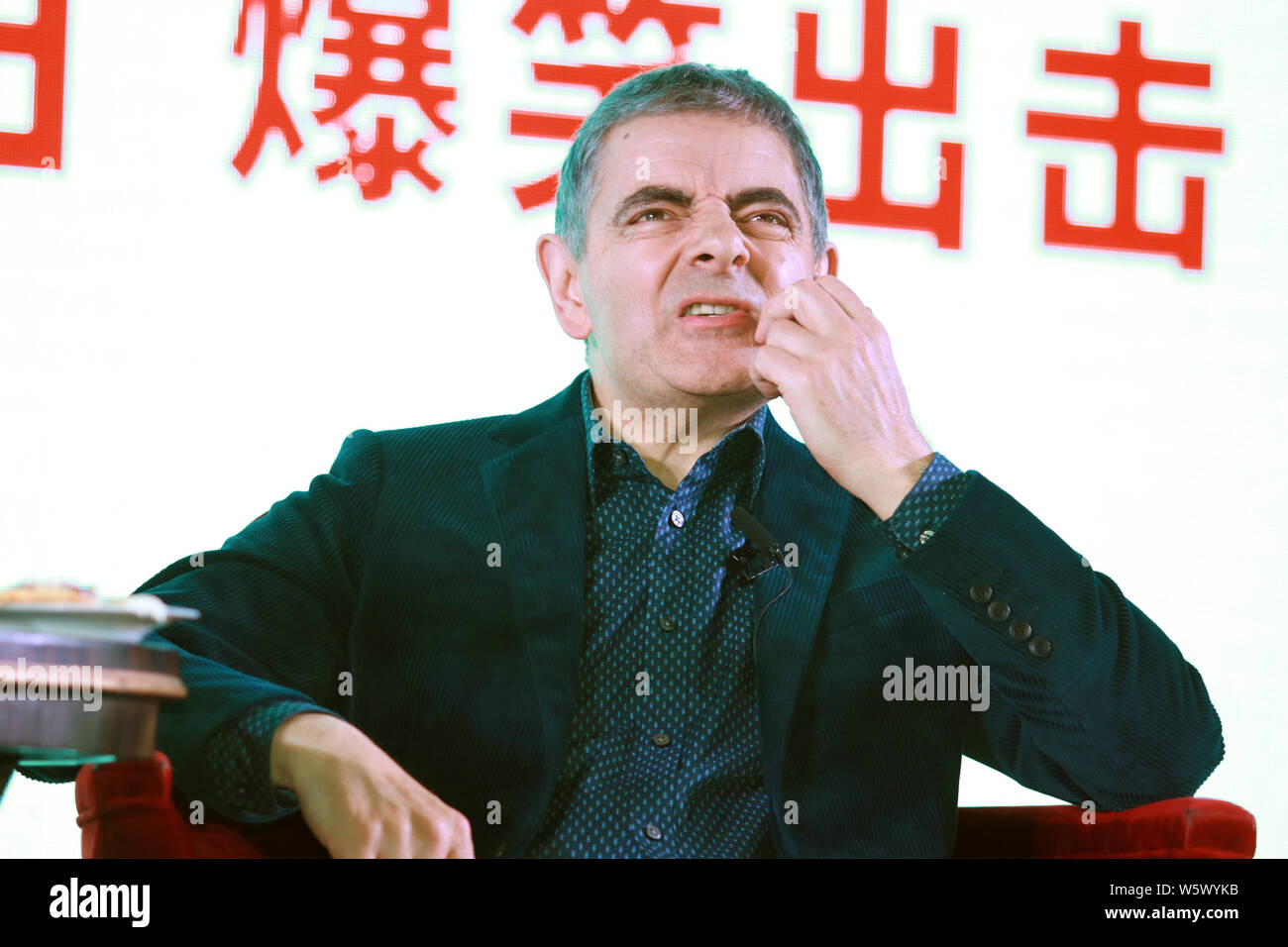 English actor Rowan Atkinson attends a press conference for his new ...