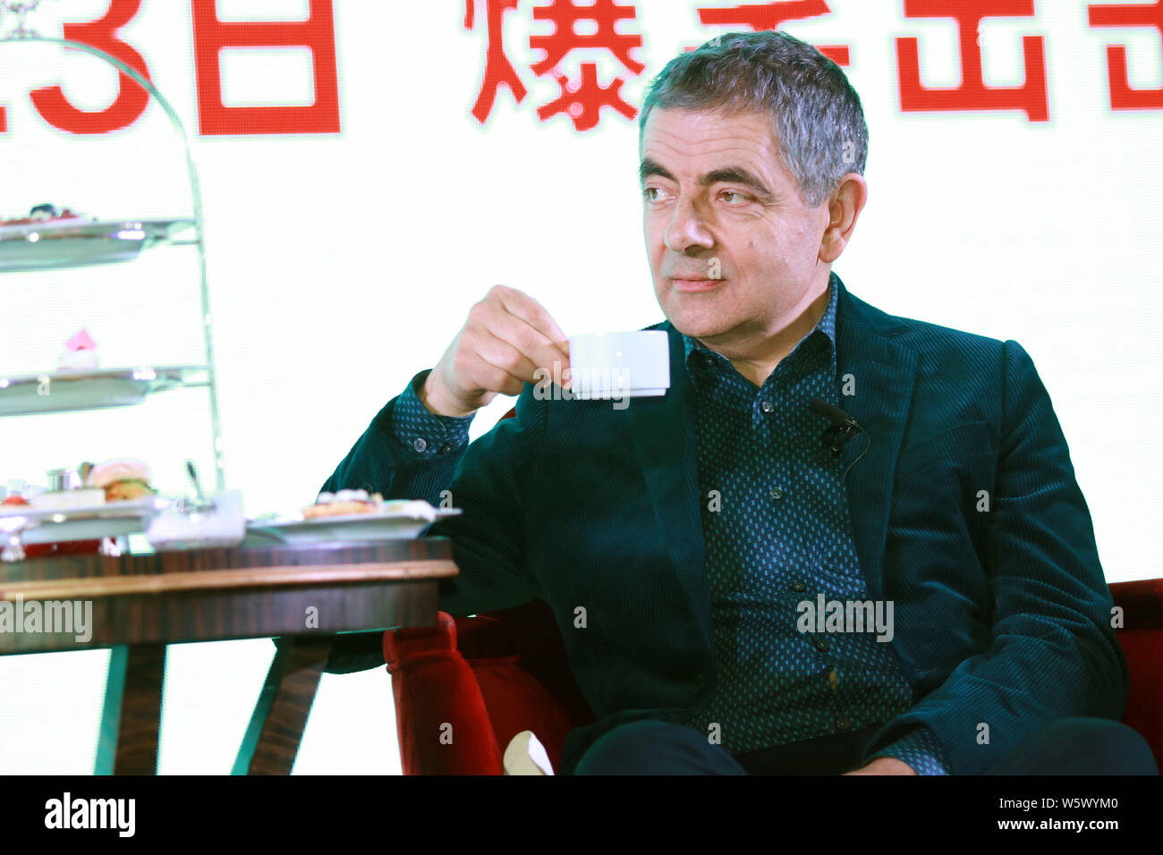 English actor Rowan Atkinson attends a press conference for his new ...