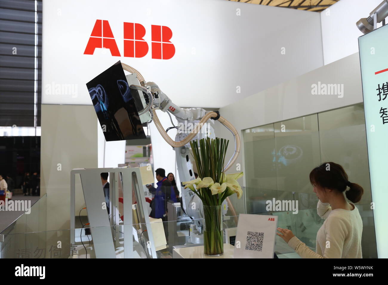 --FILE--View of the stand of Swiss engineering group company ABB during ...