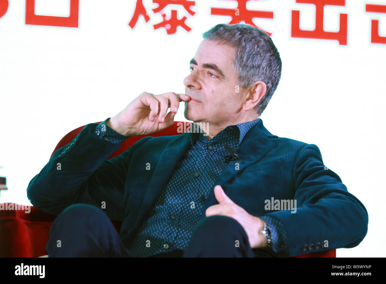 English actor Rowan Atkinson attends a press conference for his new ...