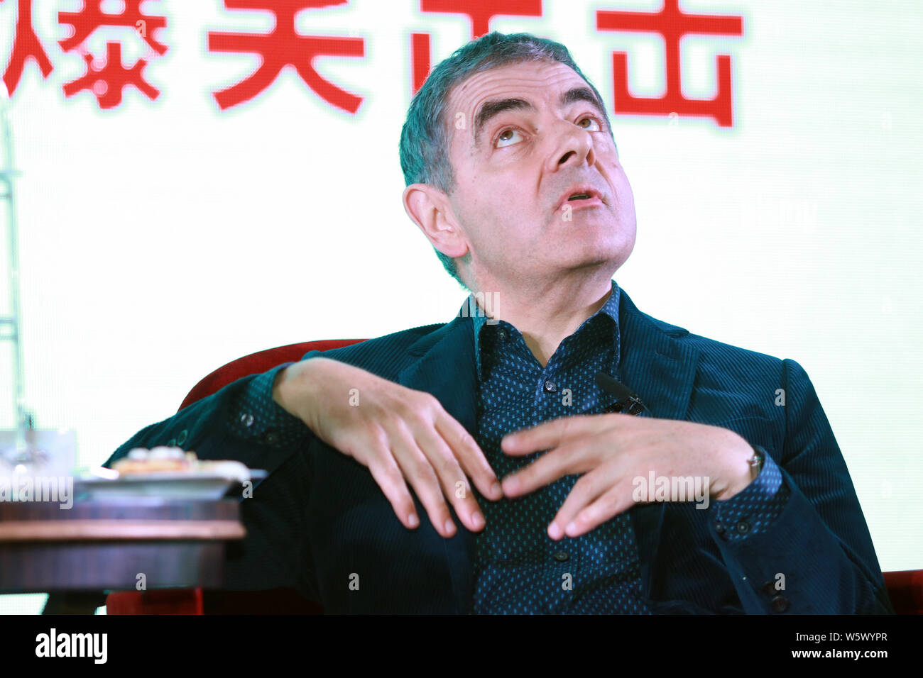 English actor Rowan Atkinson attends a press conference for his new ...