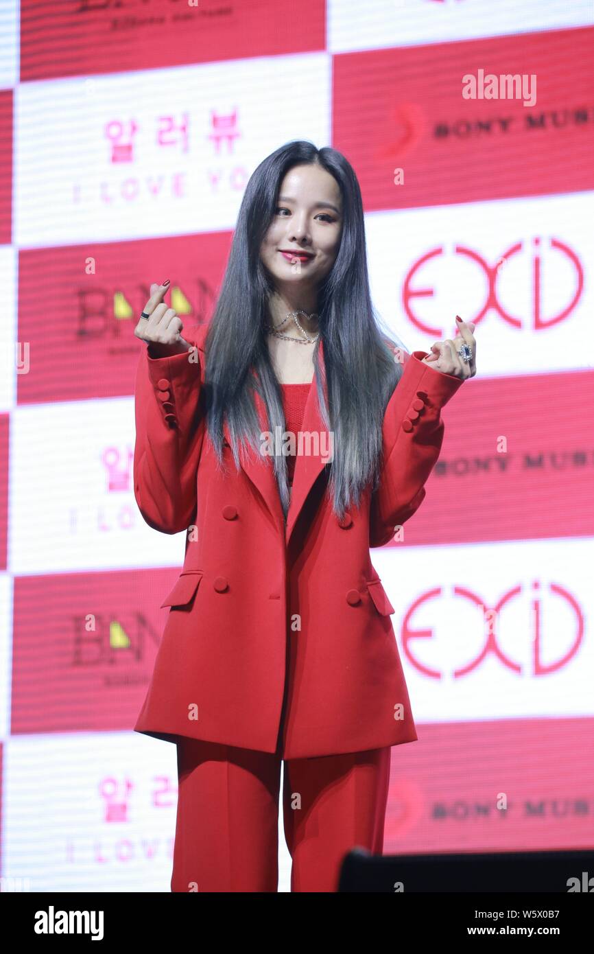 South Korean girl group EXID attends a showcase to release their ...