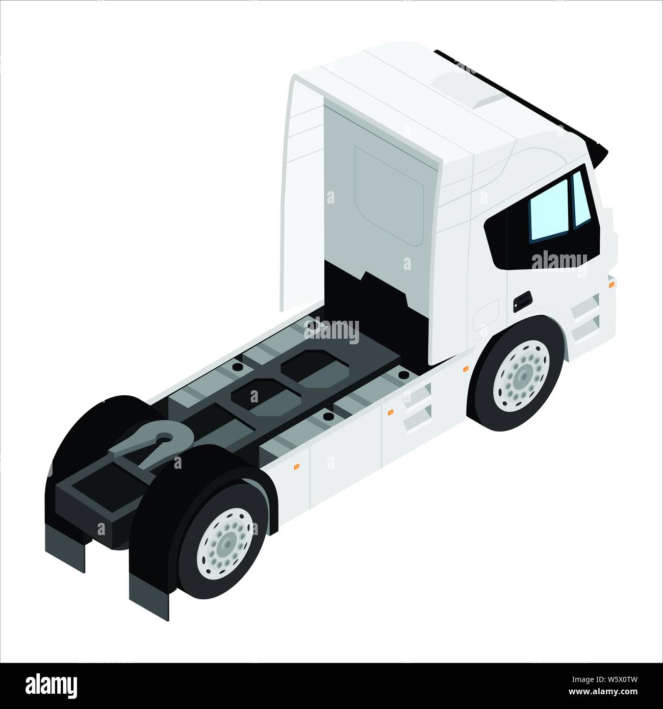 Heavy transport semi truck without a trailer, container isometric view ...