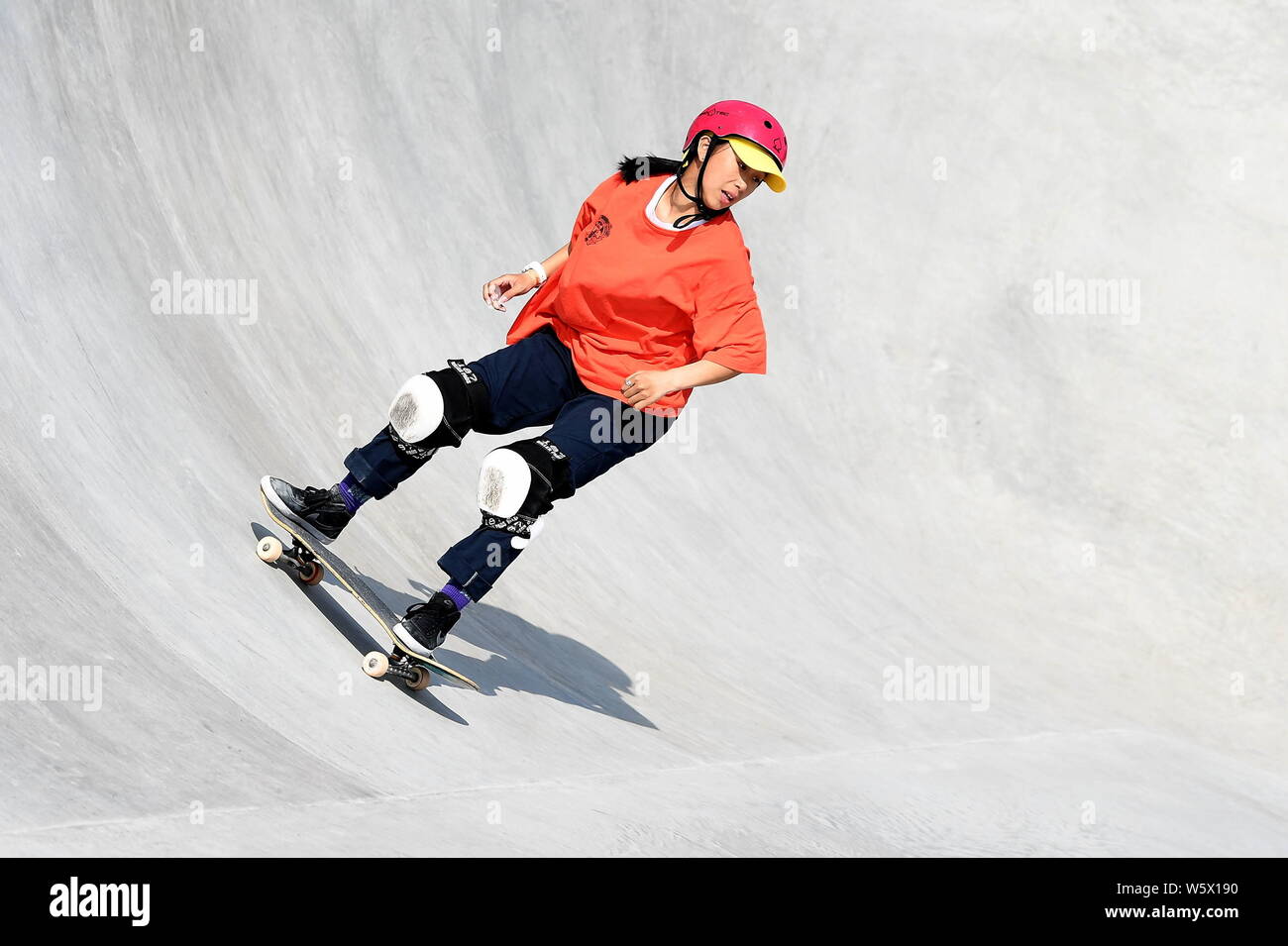 A player competes in the women's final match during the 2018 World ...