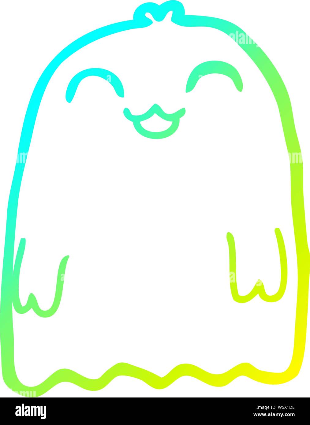 cold gradient line drawing of a cartoon ghost Stock Vector Image & Art ...