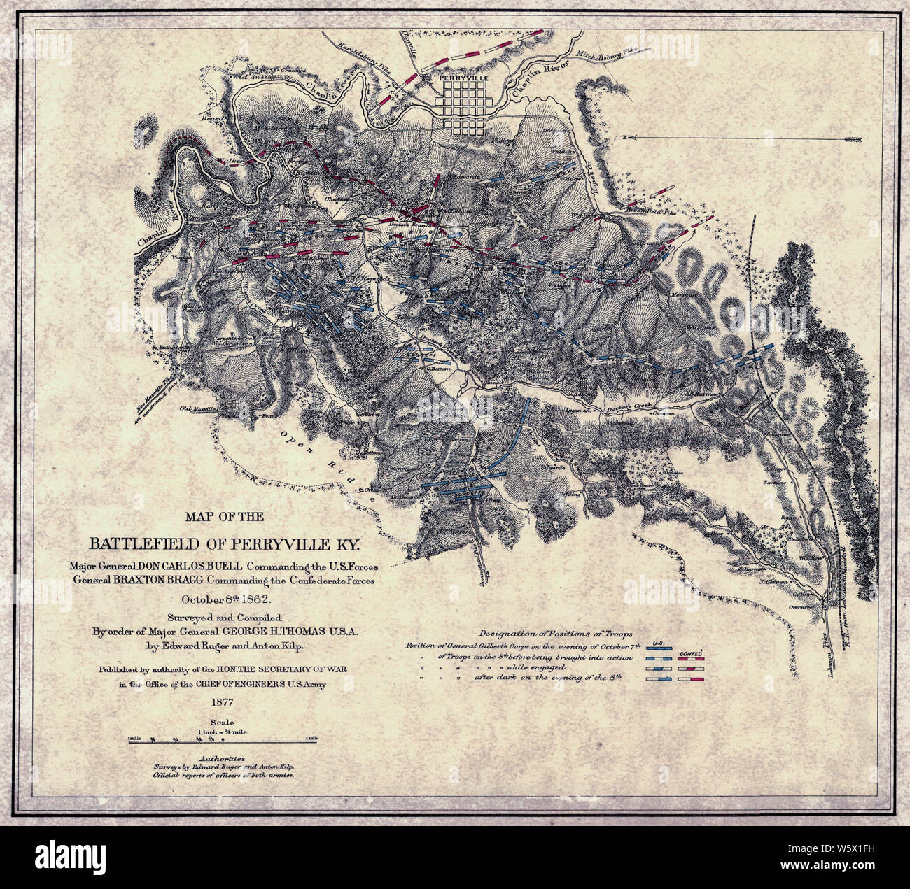 Civil War Maps 0874 Map of the battlefield of Perryville Ky Rebuild and ...