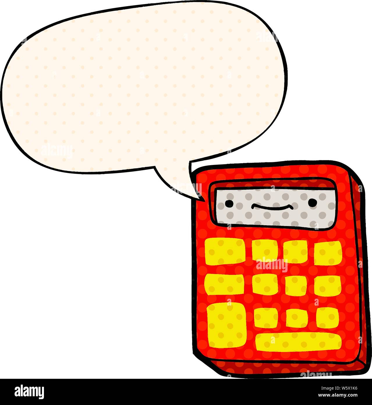 cartoon calculator with speech bubble in comic book style Stock Vector ...