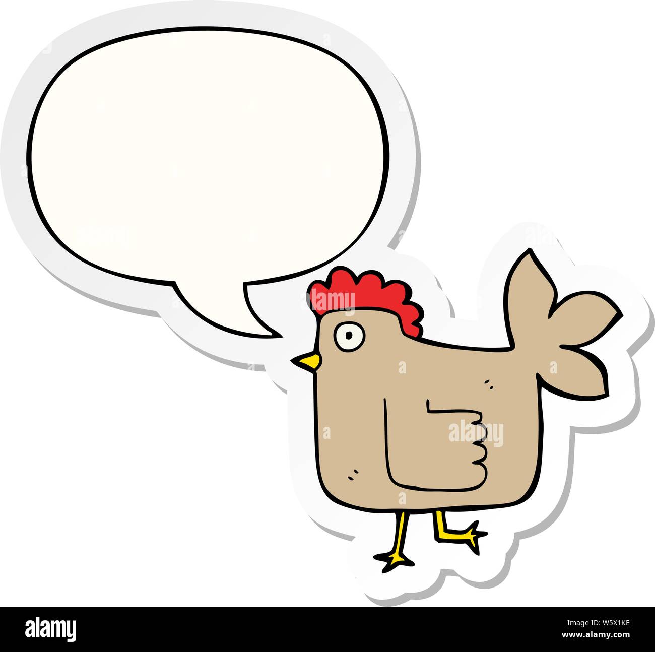 cartoon chicken with speech bubble sticker Stock Vector Image & Art - Alamy