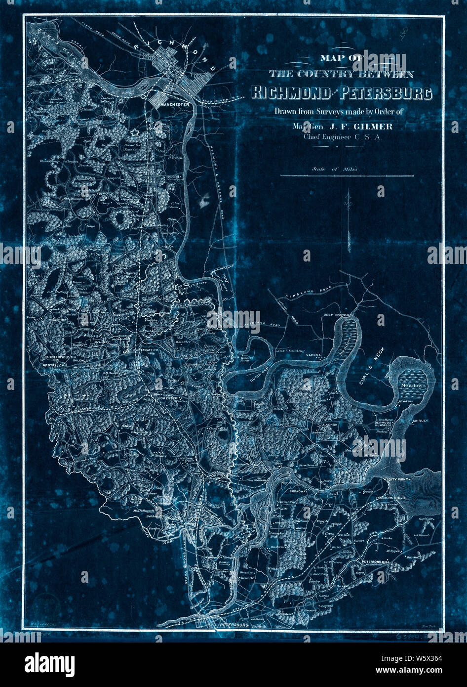 Civil War Maps 0893 Map of the country between Richmond and Petersburg Inverted Rebuild and ...