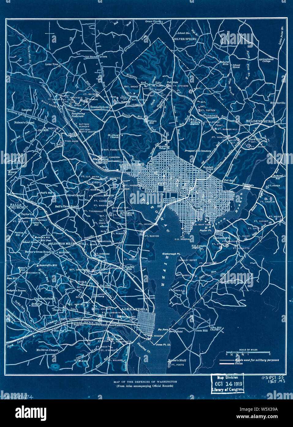 Civil War Maps 0900 Map of the defences of Washington Inverted Rebuild ...