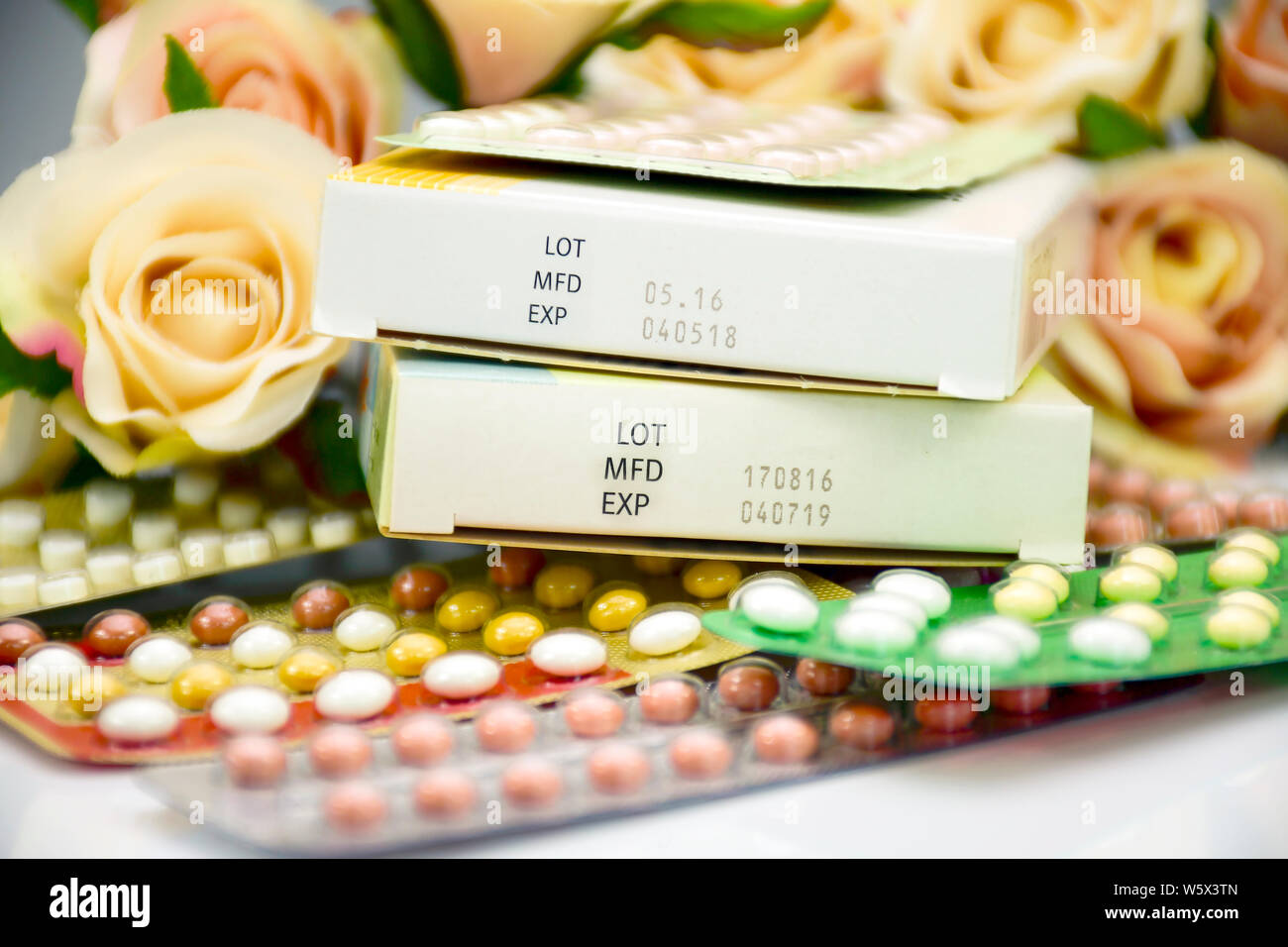 Manufacturing date and expiry date on some pharmaceutical packaging ...