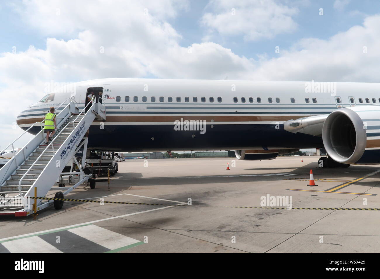 Privilege Style Aircraft boarding at Palma airport Stock Photo - Alamy