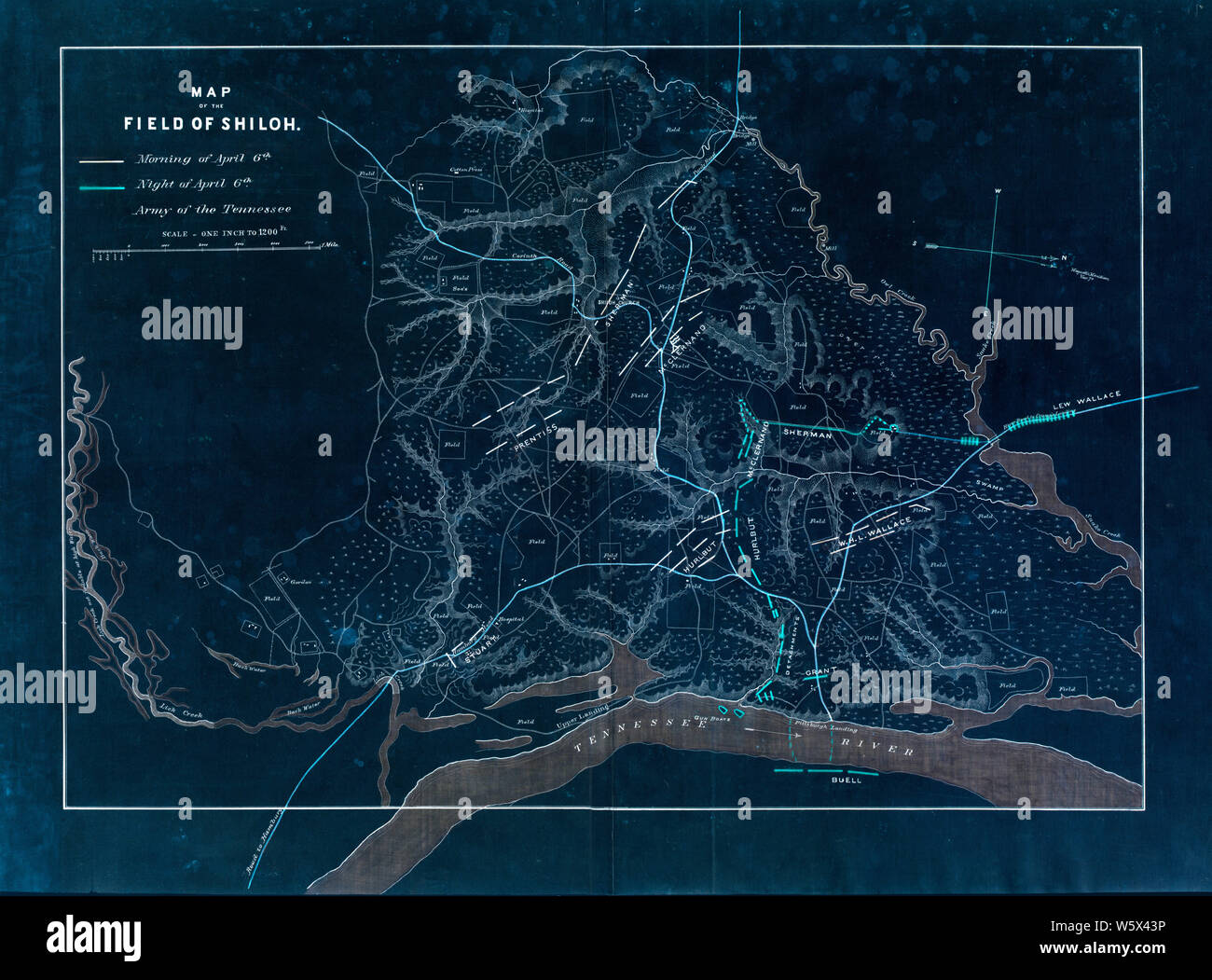Civil War Maps 0909 Map of the field of Shiloh April 6 1862 Inverted ...