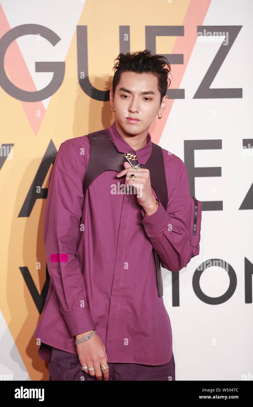 Chinese singer and actor Kris Wu or Wu Yifan arrives at the Louis ...