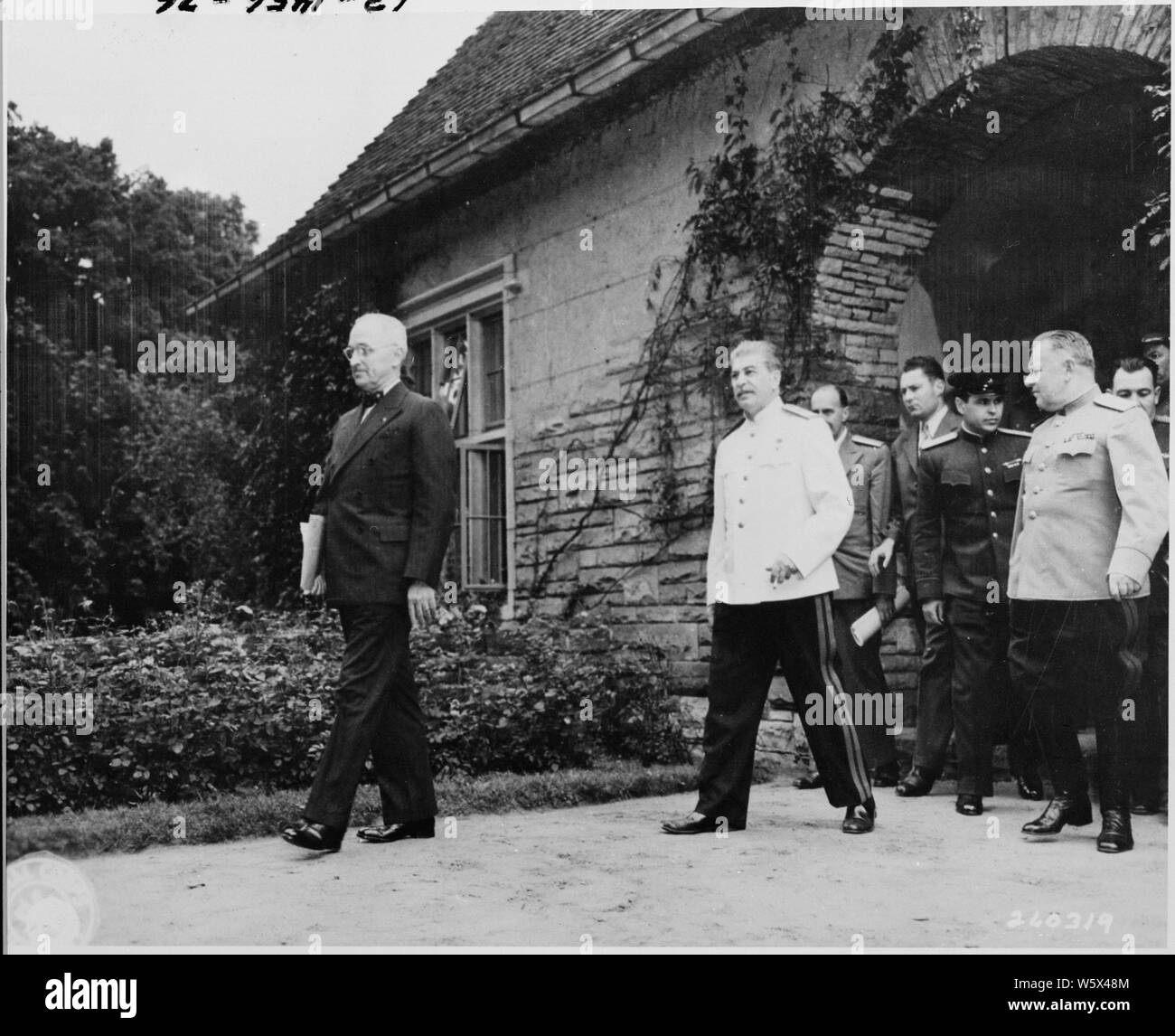 President Harry S. Truman and Soviet Prime Minister Josef Stalin walk ...