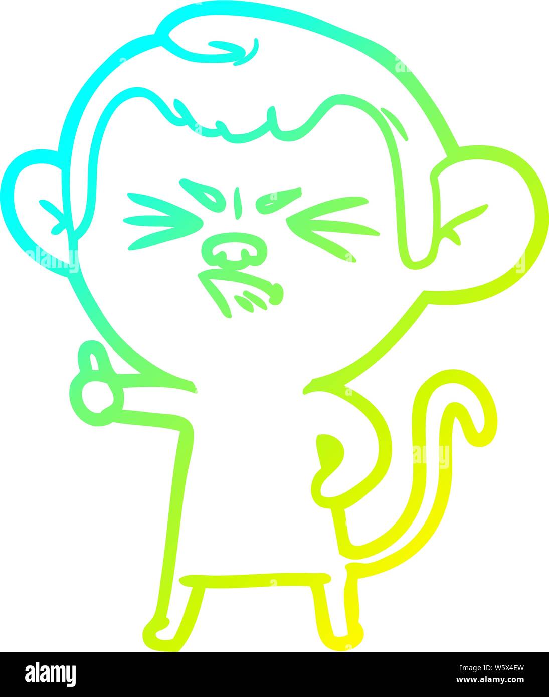 cold gradient line drawing of a cartoon angry monkey Stock Vector Image ...