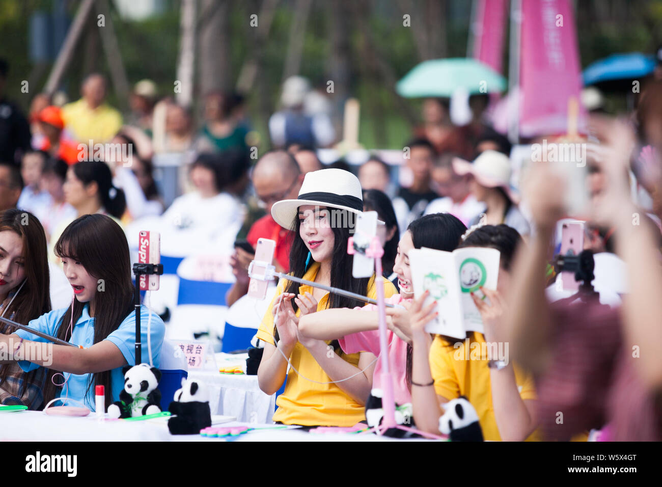 --FILE--Chinese internet celebrities make live streaming webcast at a ...