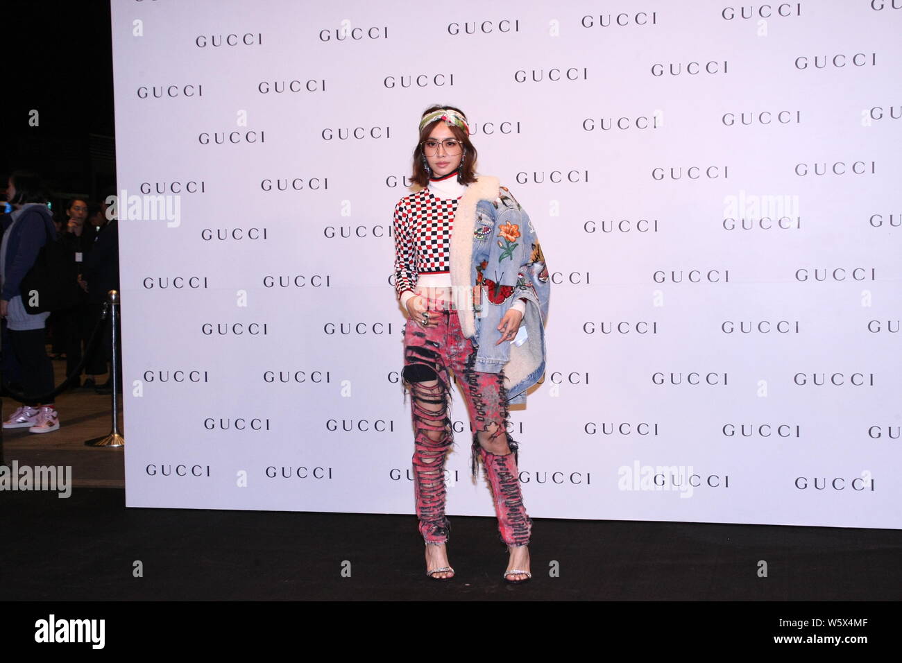 Taiwanese singer Jolin Tsai arrives for a new boutique opening event of ...