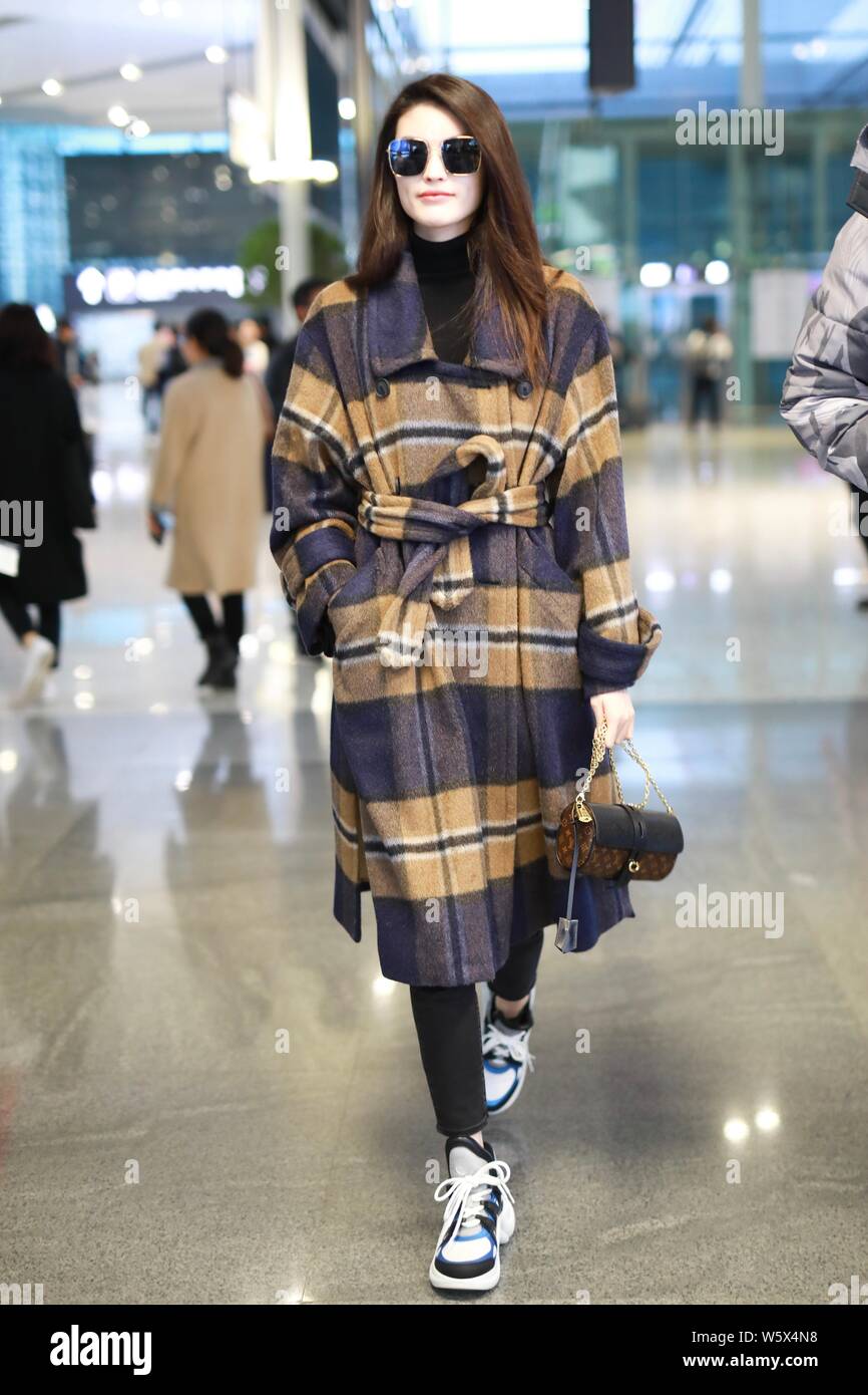 Chinese supermodel He Sui arrives at the Shanghai Hongqiao ...