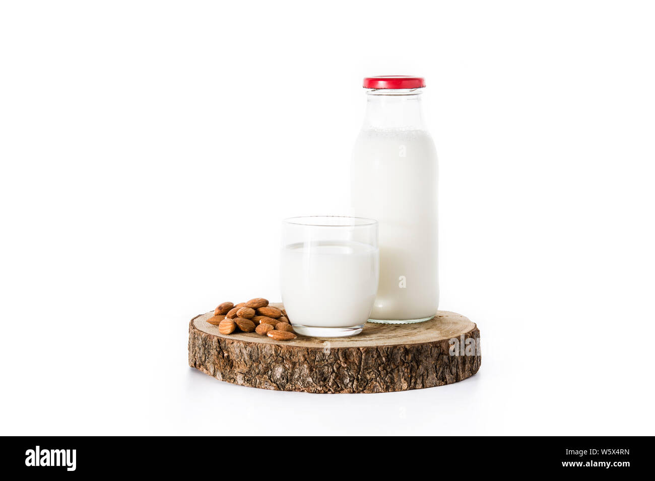 Almond milk isolated on white background Stock Photo - Alamy
