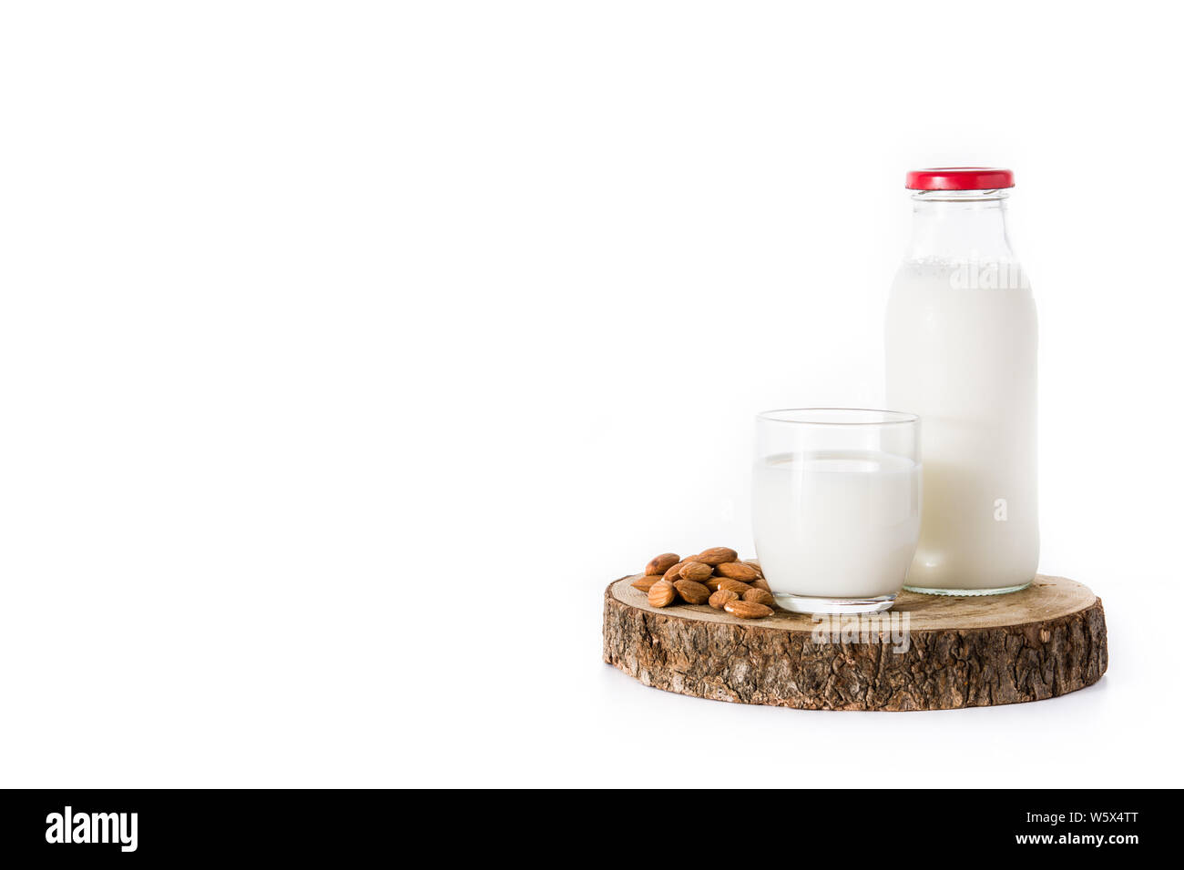 Almond milk isolated on white background. Copyspace Stock Photo - Alamy