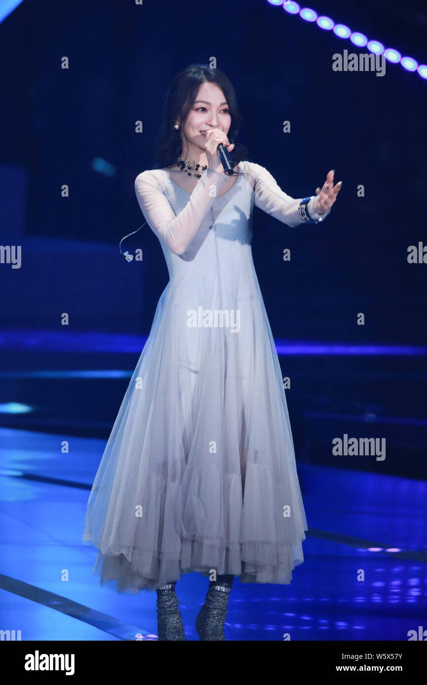 Taiwanese singer and actress Angela Chang sings at the Super Nova Gala ...