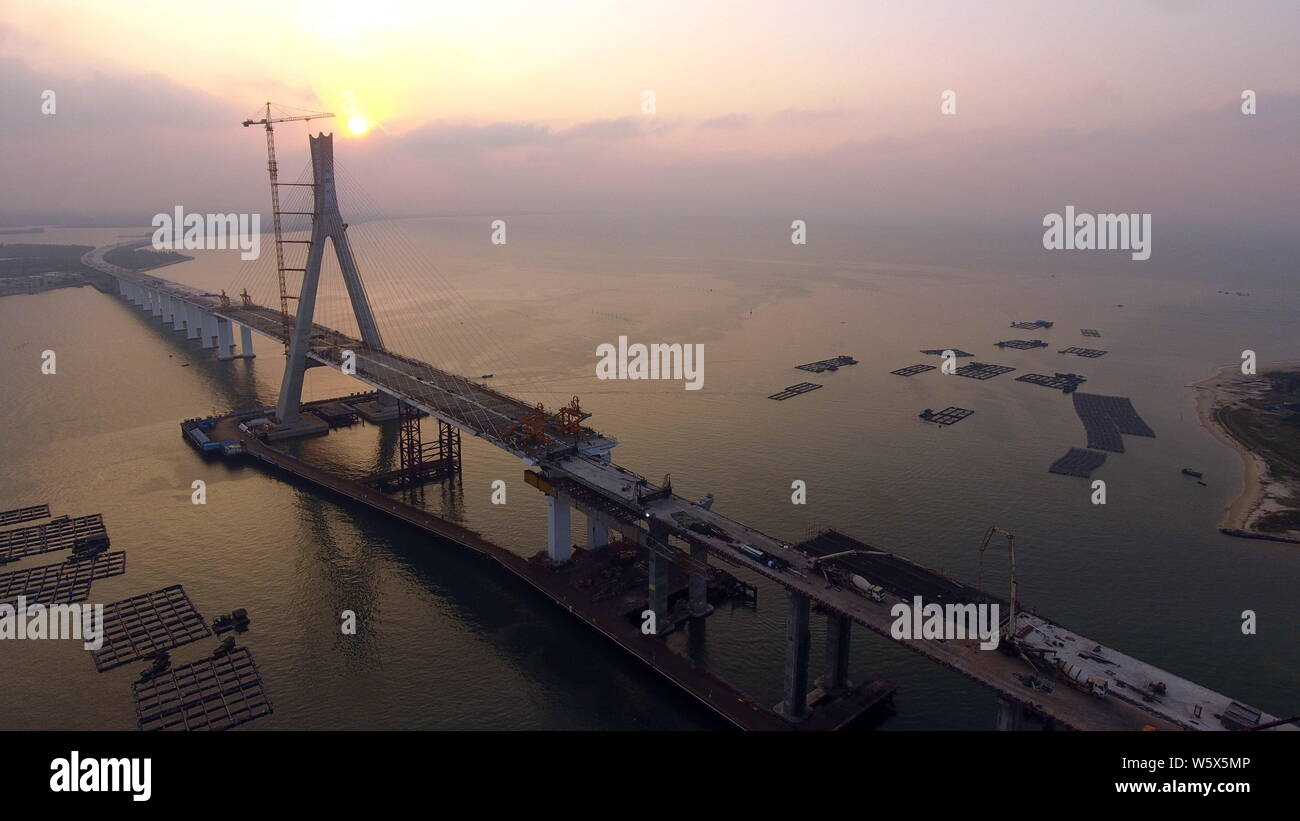 Aerial view of China's strongest earthquake-resistant cross-sea bridge ...