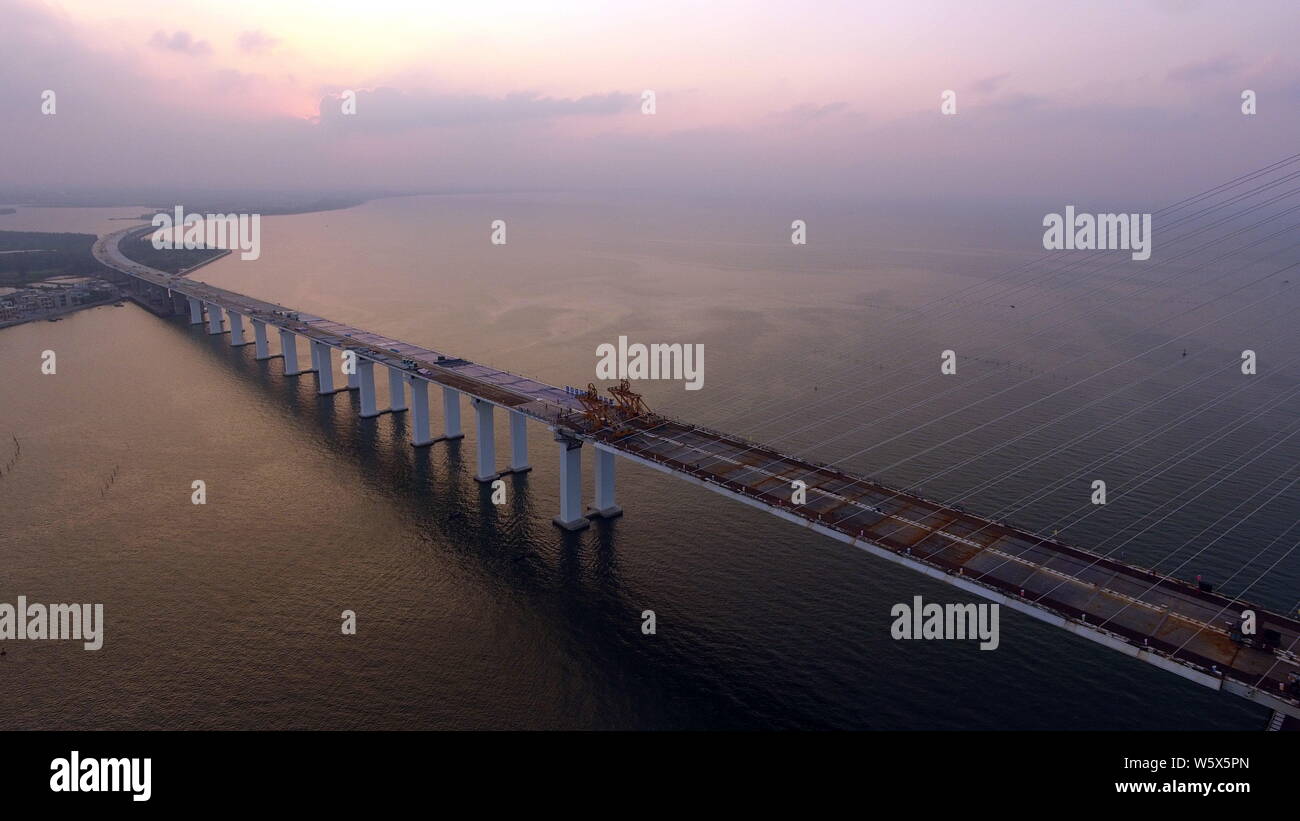 Aerial view of China's strongest earthquake-resistant cross-sea bridge ...