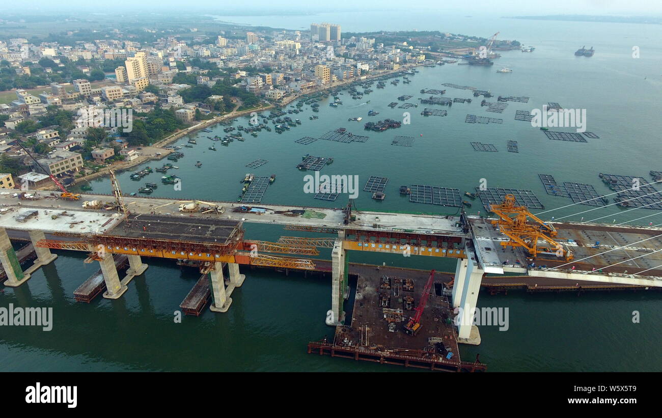 Aerial view of China's strongest earthquake-resistant cross-sea bridge ...