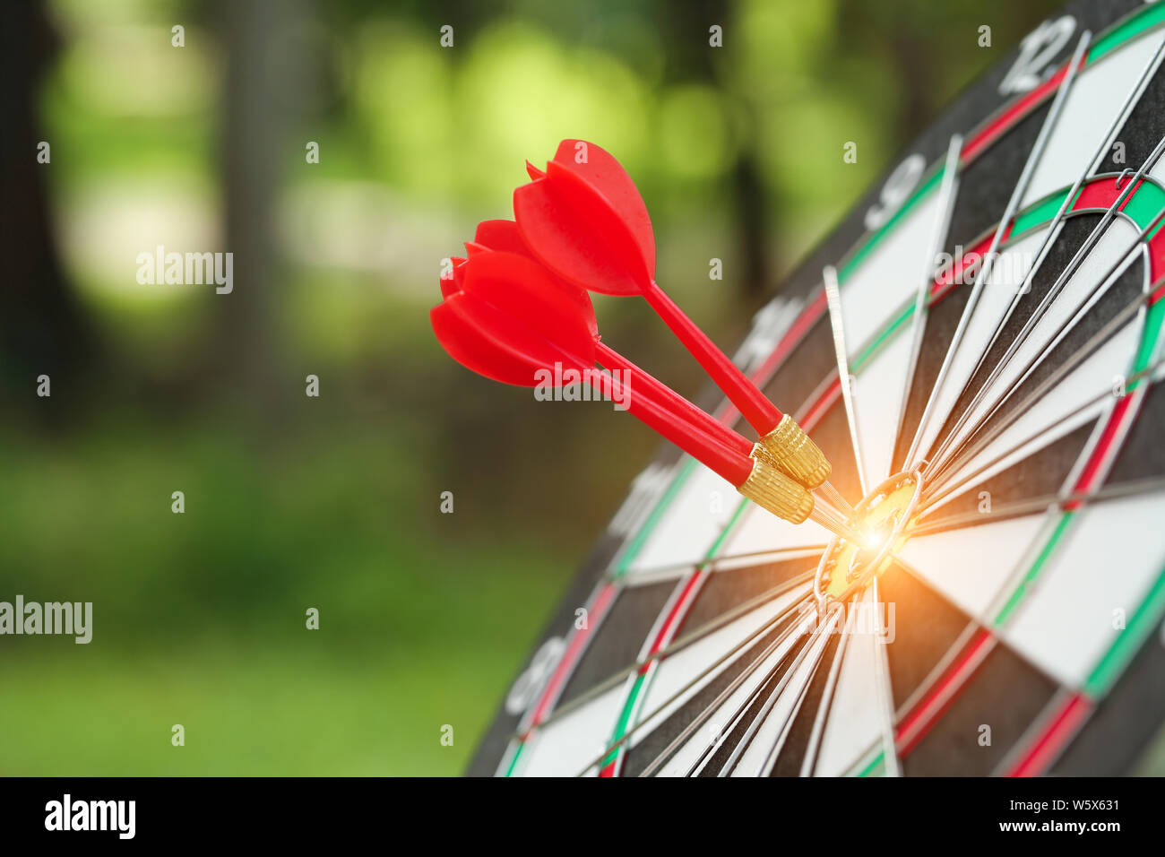 dartboard target center with arrows, idea of financial and business ...