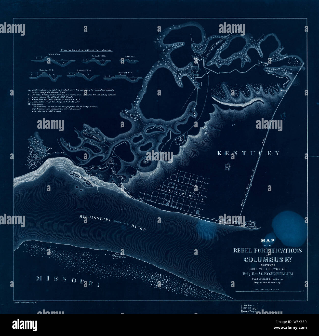 Civil War Maps 0935 Map of the Rebel fortifications at Columbus Ky ...