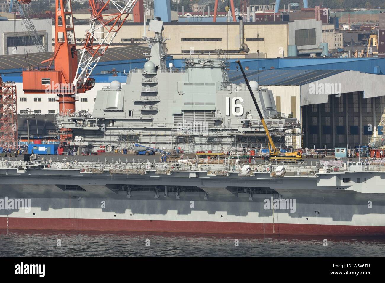 China's first domestically built aircraft carrier, the Type 001A ...