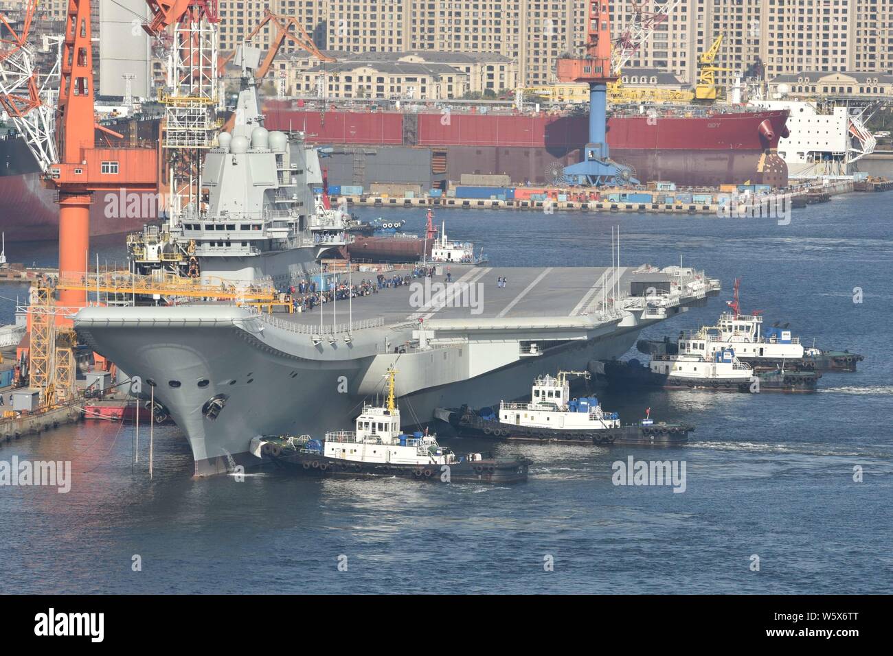 China's first domestically built aircraft carrier, the Type 001A ...