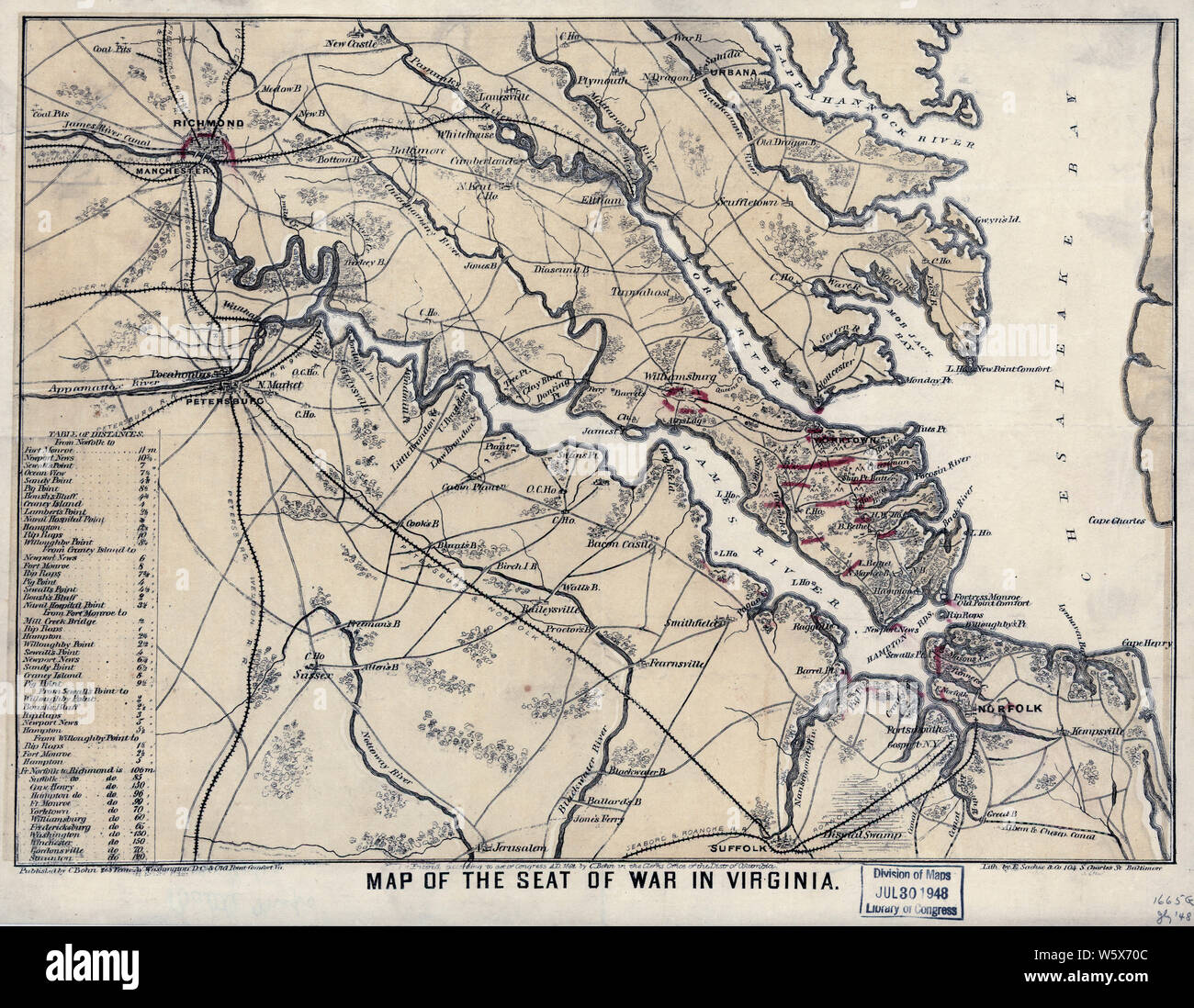 Civil War Maps 0947 Map of the seat of war in Virginia Rebuild and ...