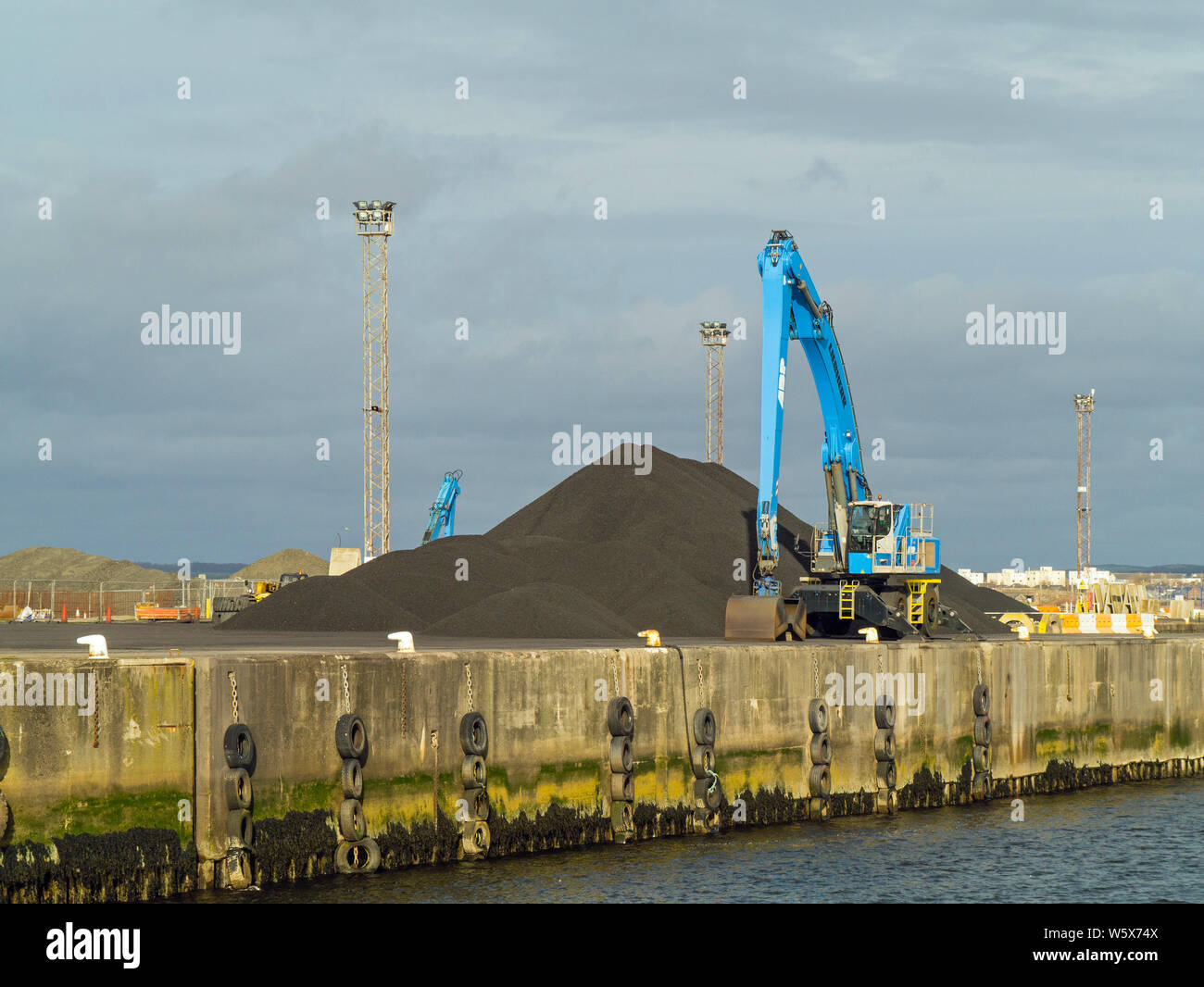 bulk coal cargo on quayside at Ary harbourr,Ayr,Scotland,Uk Stock Photo ...