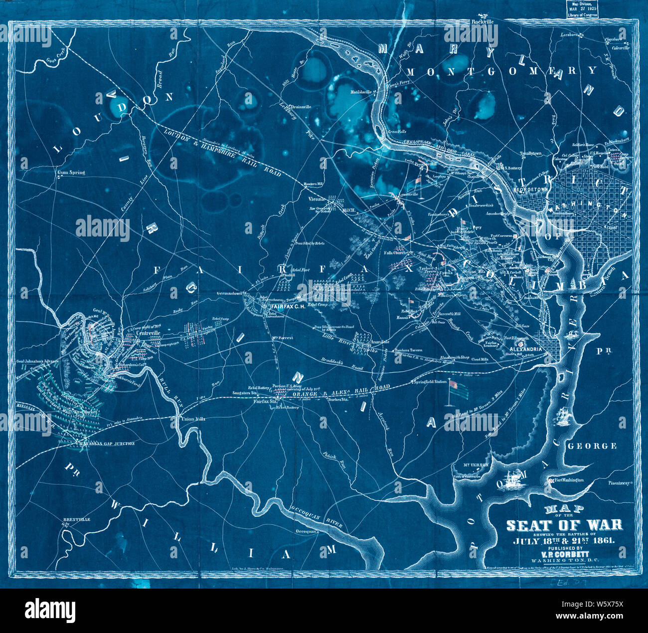 American civil war map 1861 hi-res stock photography and images - Alamy