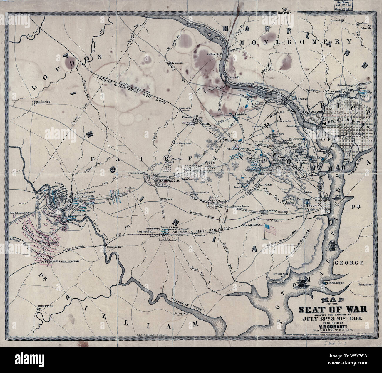 Civil War Maps 0951 Map of the seat of war showing the battles of July ...