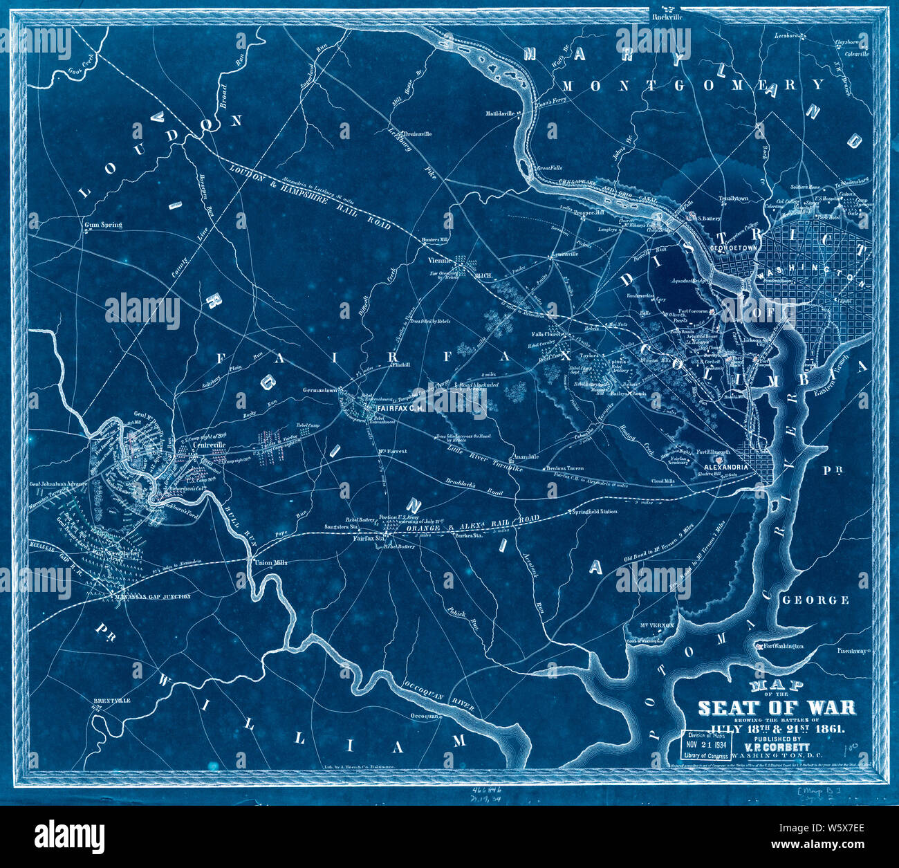 American civil war map 1861 hi-res stock photography and images - Alamy