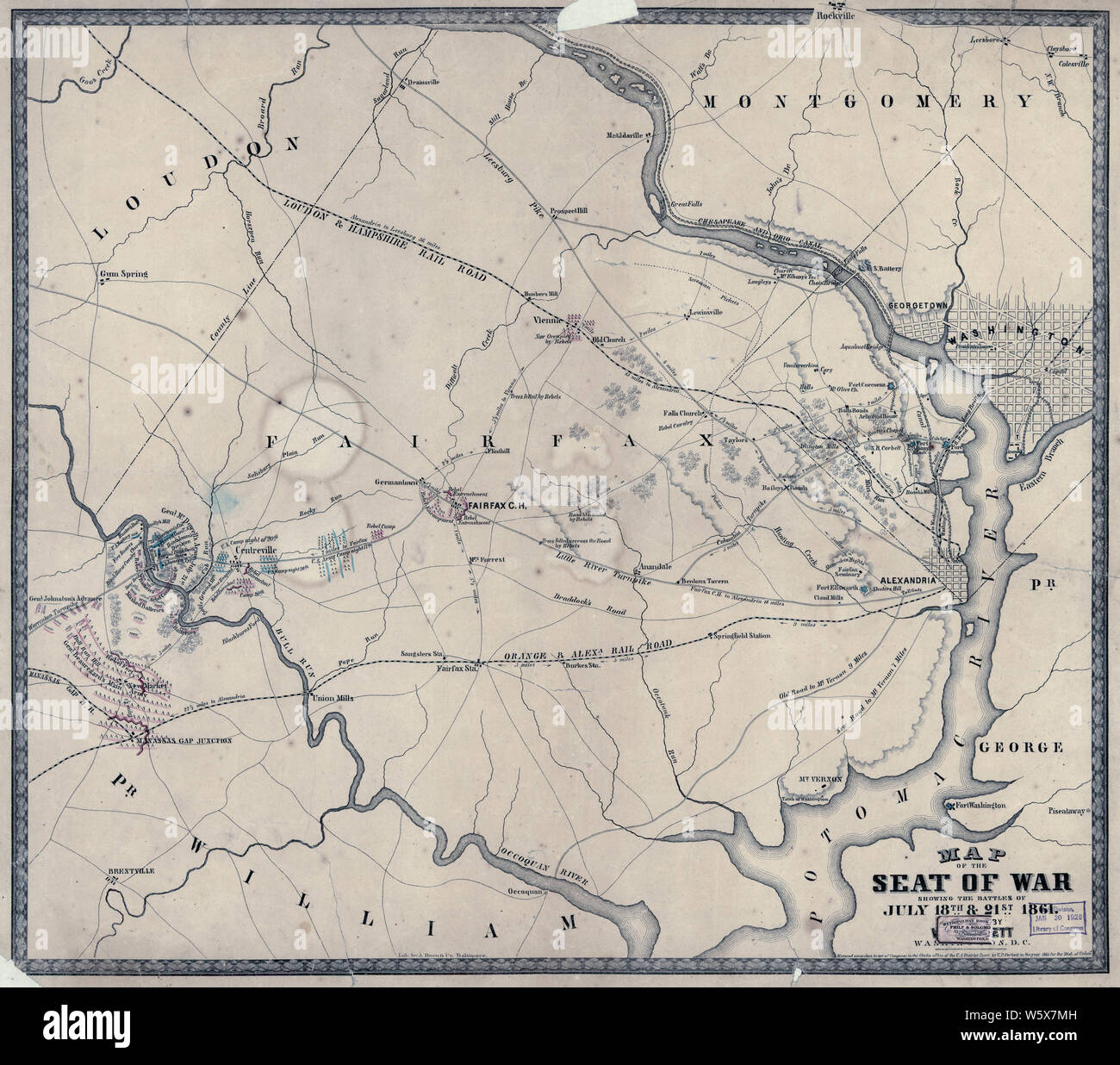 American civil war map 1861 hi-res stock photography and images - Alamy