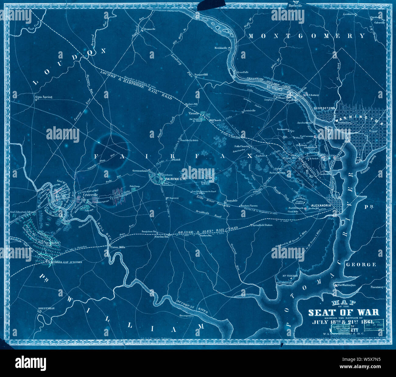 American civil war map 1861 hi-res stock photography and images - Alamy