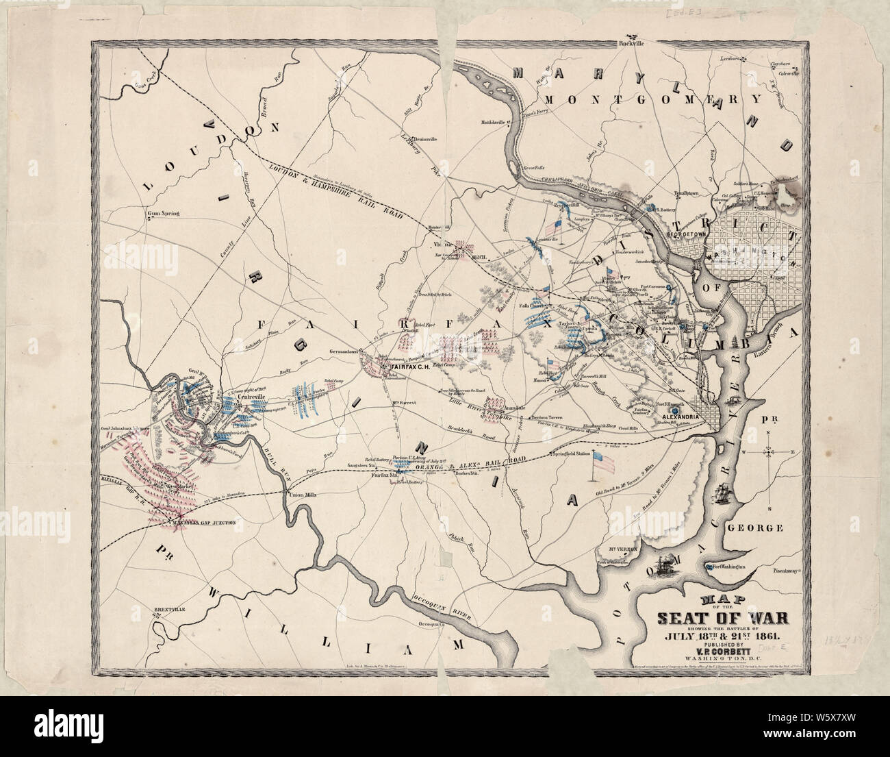 American civil war map 1861 hi-res stock photography and images - Alamy
