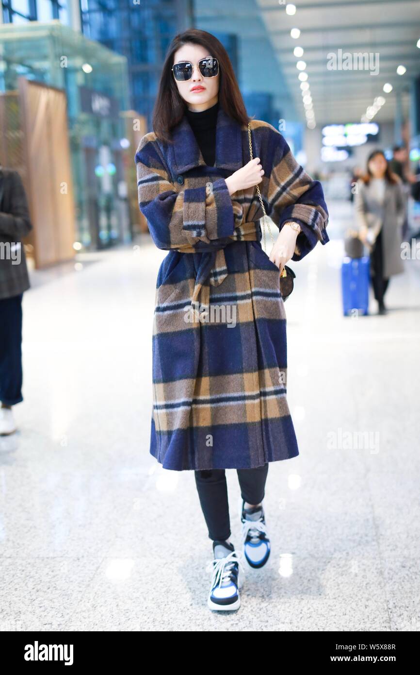 Chinese supermodel He Sui arrives at the Shanghai Hongqiao ...
