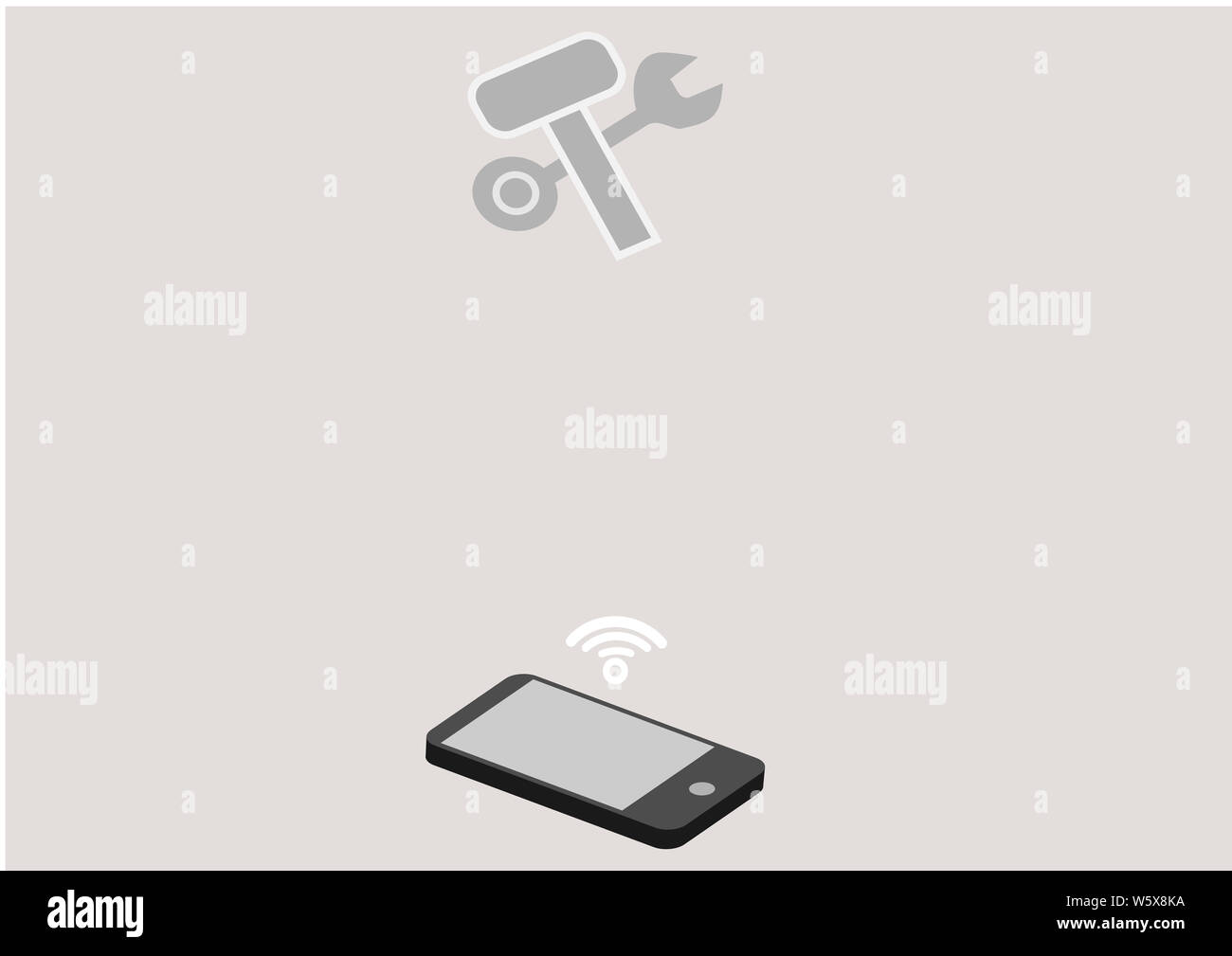 Smartphone and mechanics tools Stock Photo - Alamy