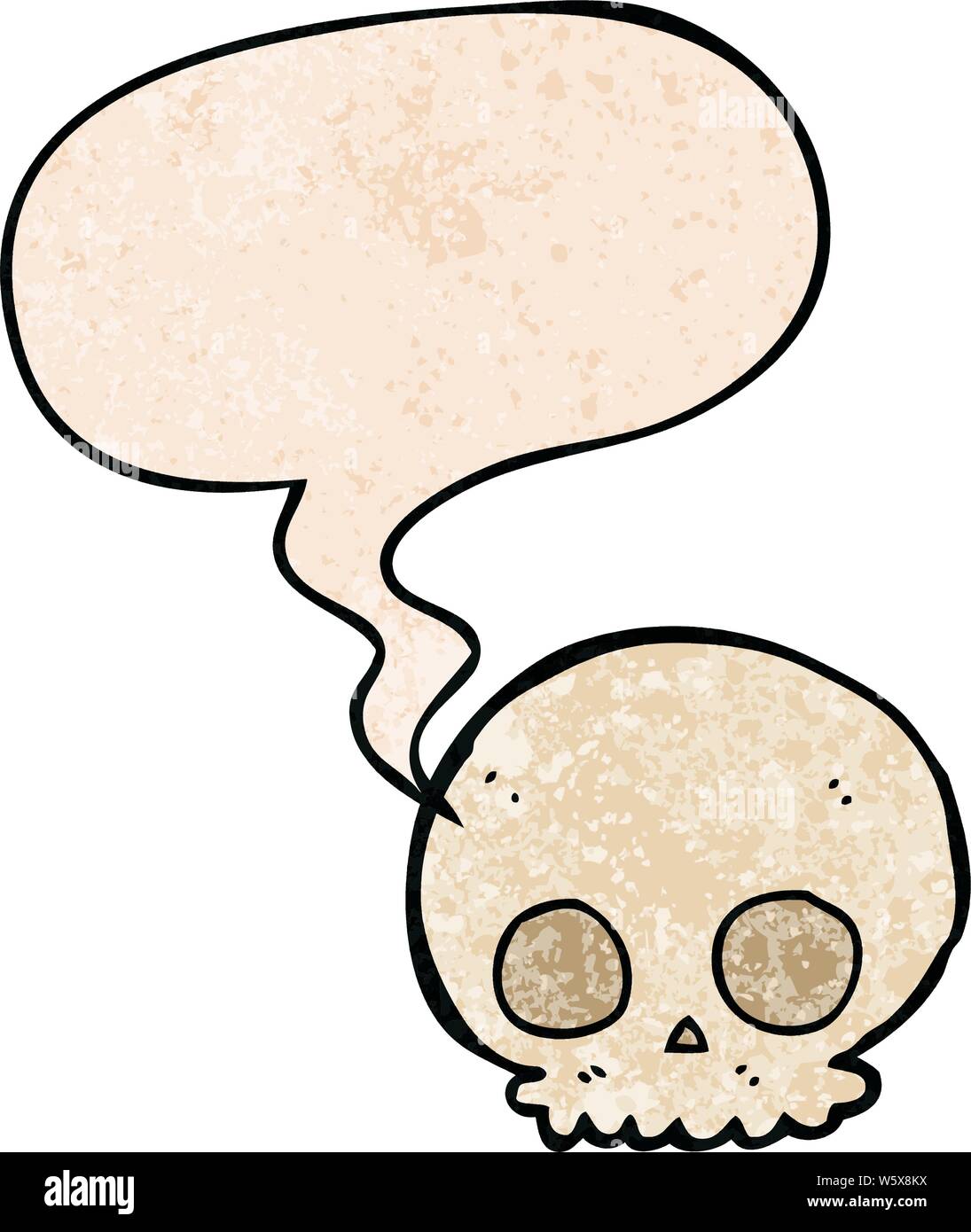 cartoon skull with speech bubble in retro texture style Stock Vector ...