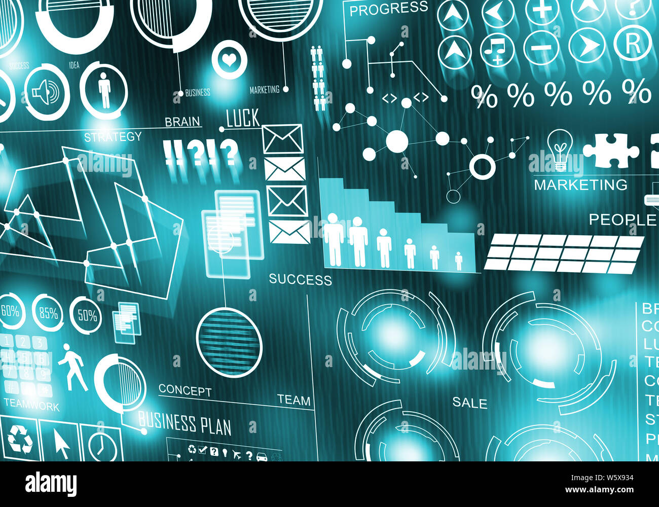 Digital business background image with icons on media screen Stock ...