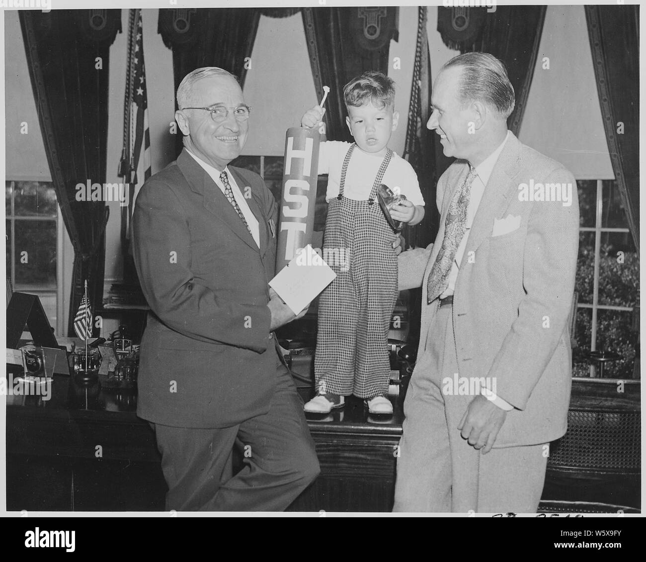 President Truman greets little Michael Gene Condatore of Washington and ...