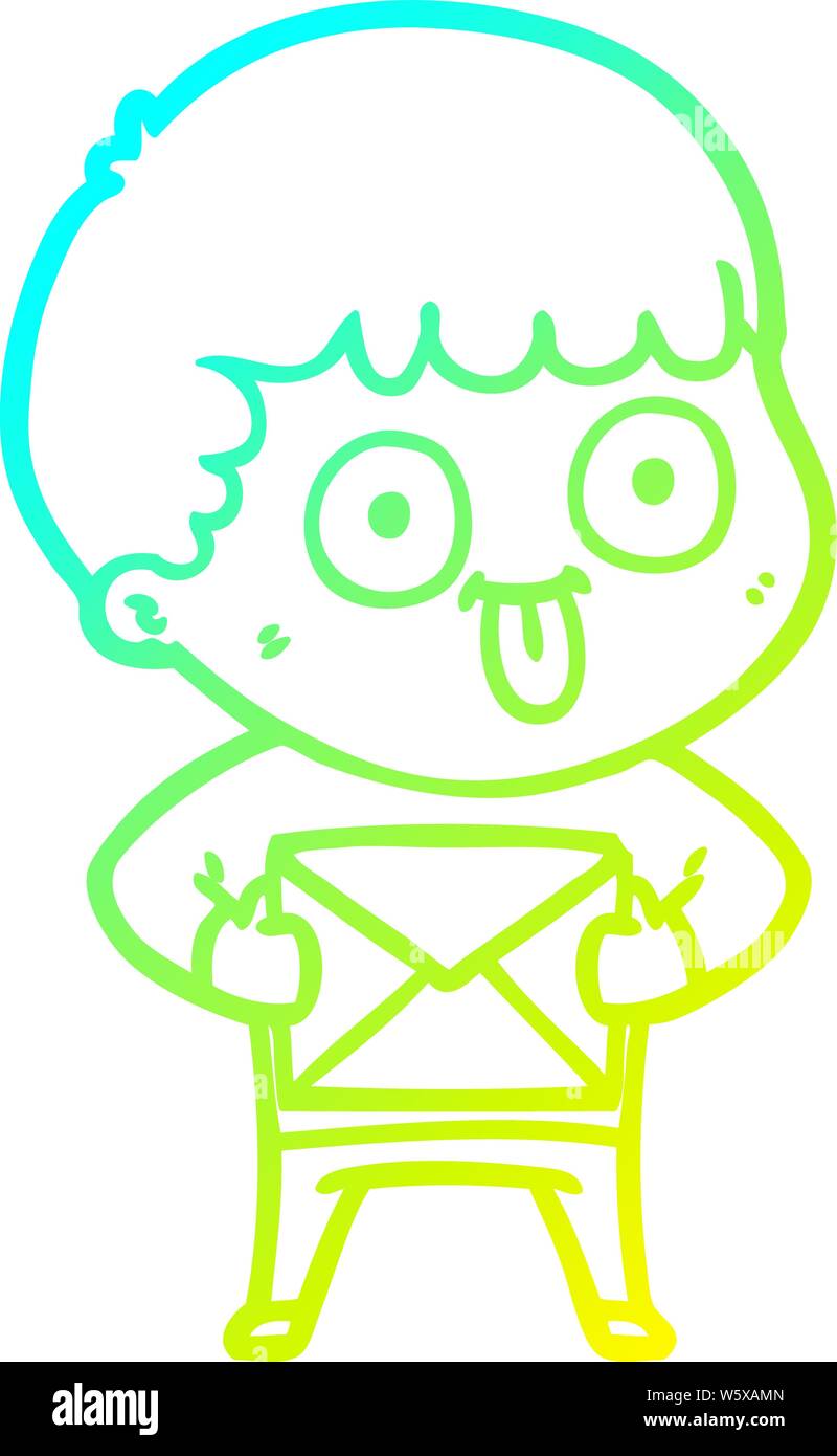 cold gradient line drawing of a cartoon man staring Stock Vector Image ...