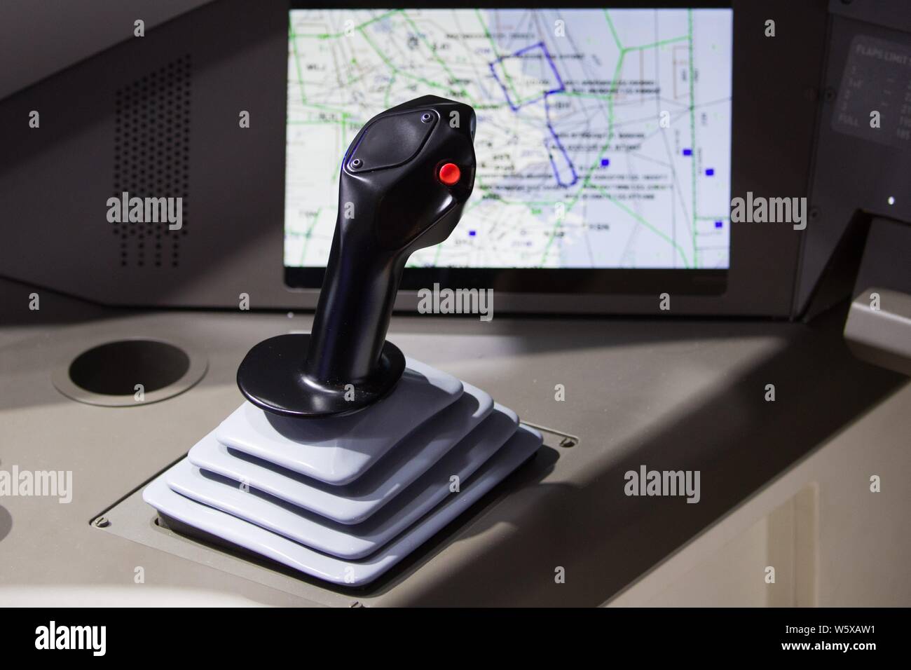 Interior view of the cockpit of a full-size mock-up of the CR929 ...