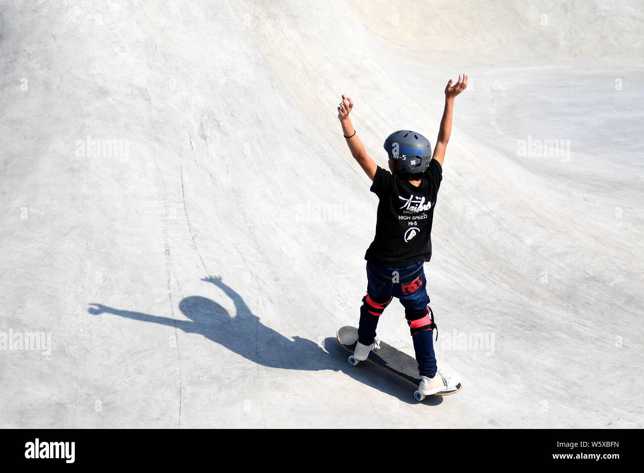 A player competes in the women's final match during the 2018 World ...