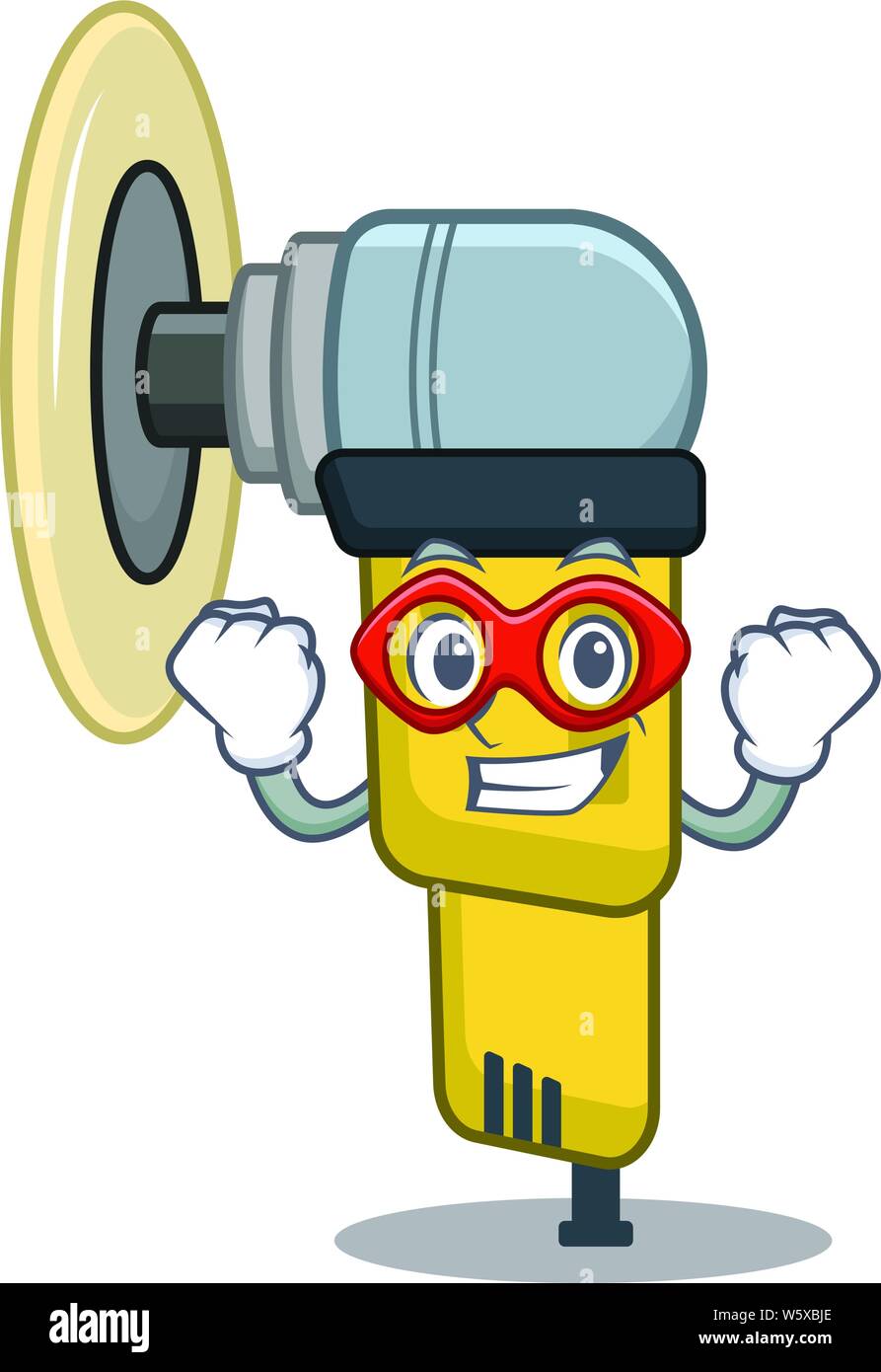 Super hero pneumatic sander in a cartoon drawer vector illustration ...